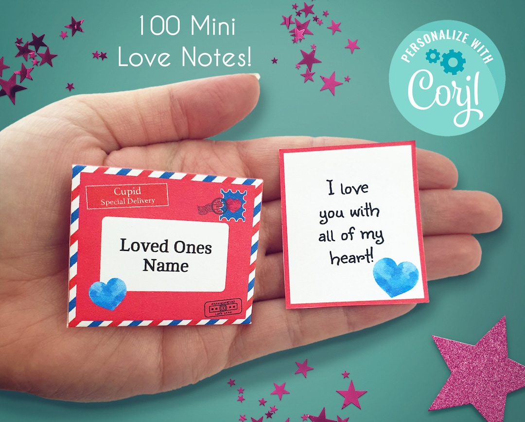 Editable 100 Mini Love Notes With Envelopes Editable Love Letters ...