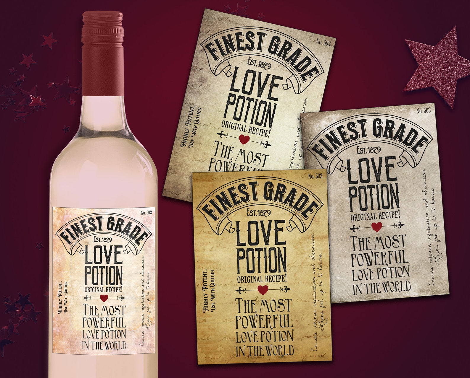 Love Potion Wine Bottle Labels 750ml Apothecary Labels Etsy