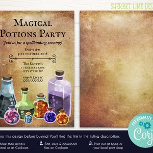 Editable Potion Party Invitation, Instant Download Invitation, Wizard ...