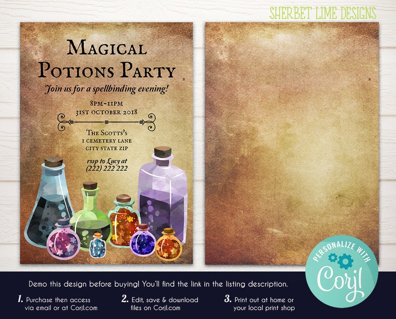 Editable Potion Party Invitation Instant Download Invitation - Etsy