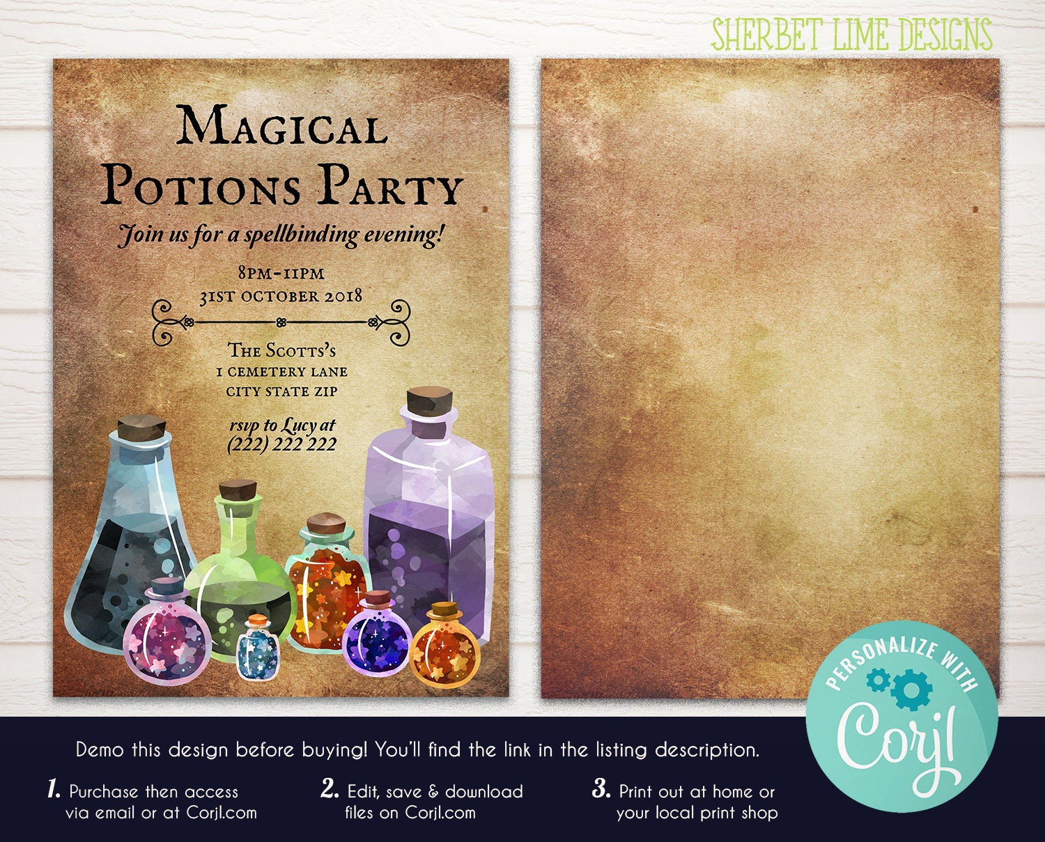 Editable Potion Party Invitation Instant Download Invitation - Etsy