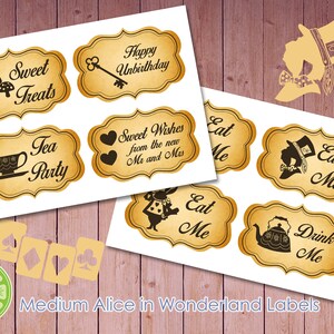 Alice in Wonderland Themed Candy Labels Food Labels Sweet Labels 31 ...