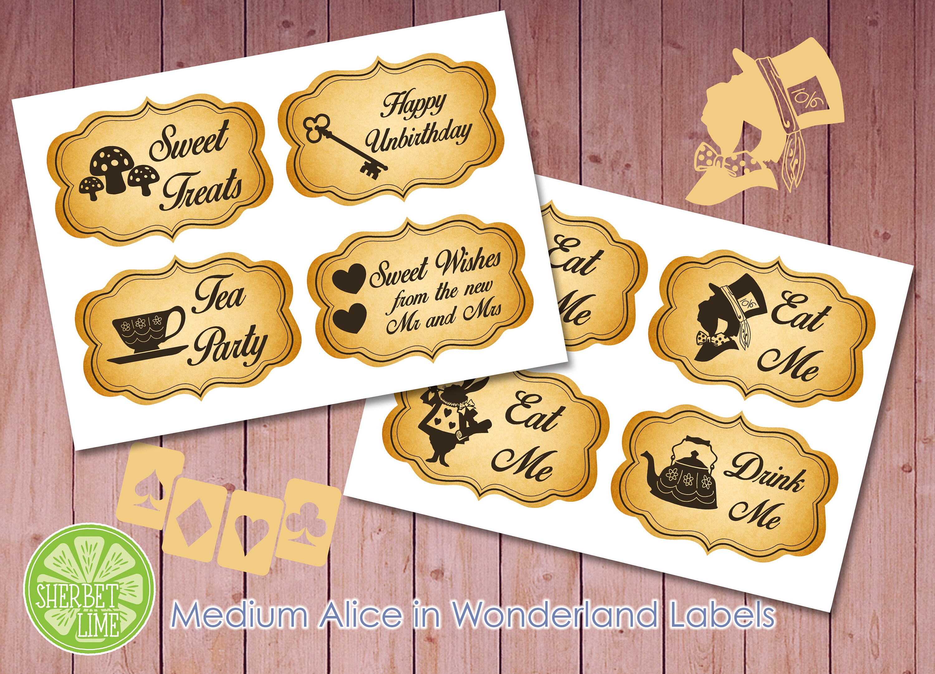 Alice in Wonderland Themed Candy Labels Food Labels Sweet | Etsy