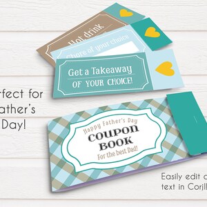 Editable Father's Day Coupon Book, Personalised Fathers Day Coupon ...