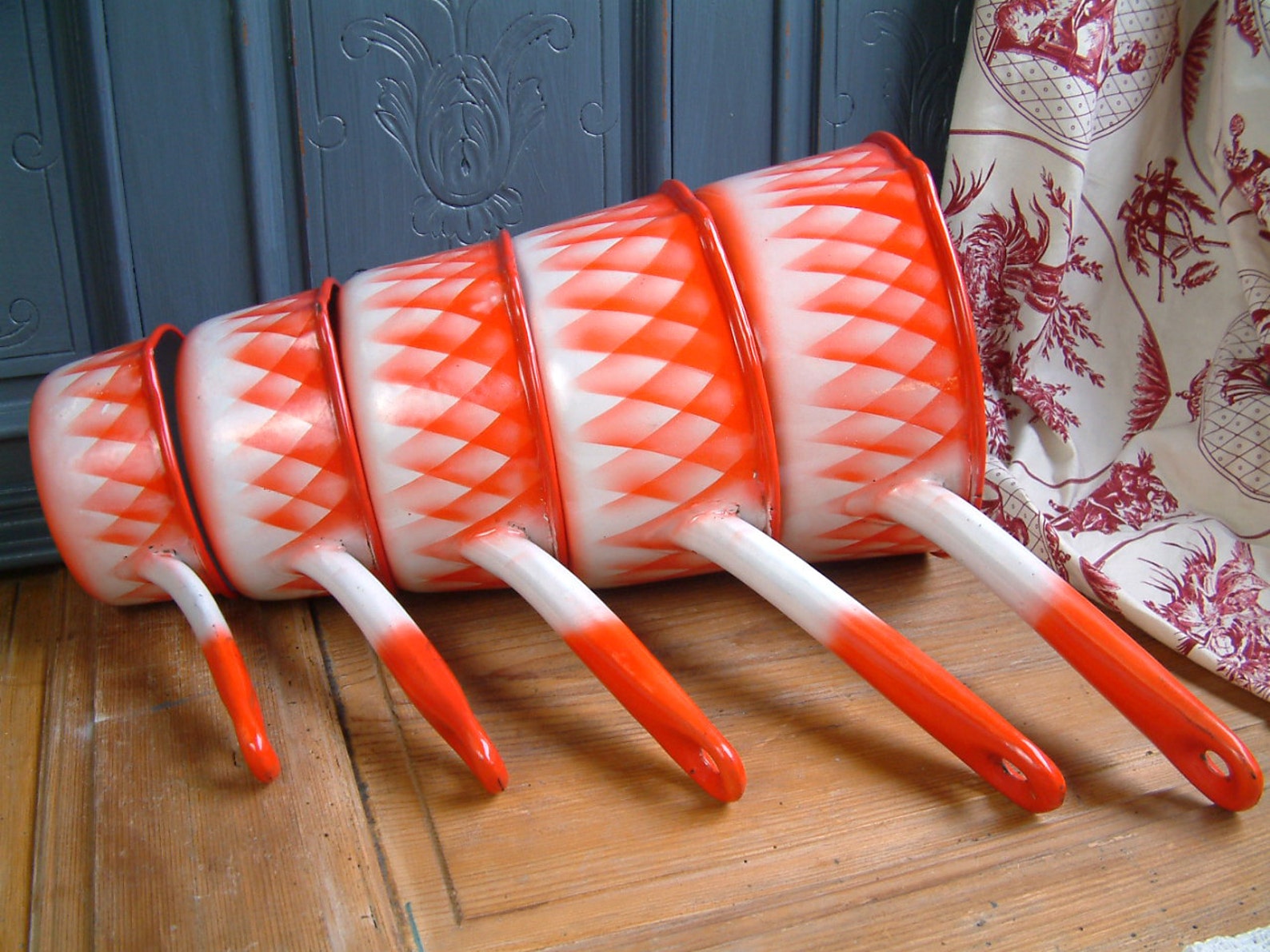 Set of 5 Vintage French Enamel Kitchen Cooking Pots. - Etsy