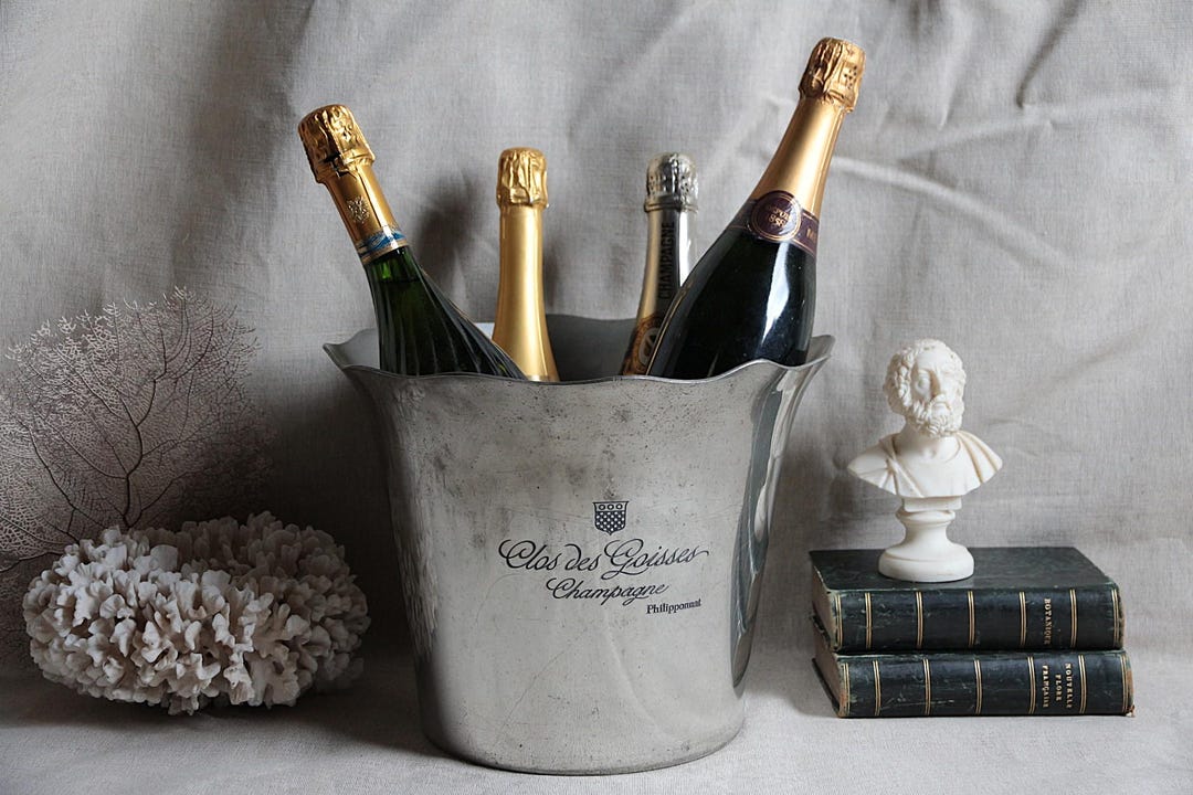 Vintage French Double Magnum Large Heavy Pewter Champagne Bucket. Clos ...