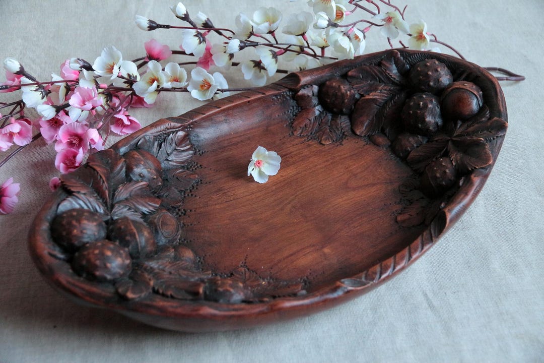 Antique French Hand Carved Bowl. Signed by Artist Chestnuts Aesthetic ...