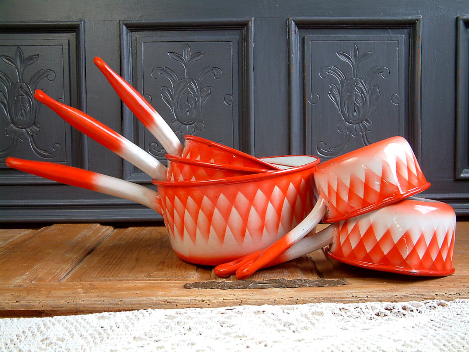 Set of 5 Vintage French Enamel Kitchen Cooking Pots. - Etsy