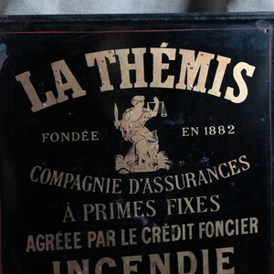 Antique French Black and Gold Enamel Insurance Sign. Hand Painted ...