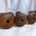 Set of 3 Antique French Giant Wooden Machine Bobbins. Dome End Antique ...