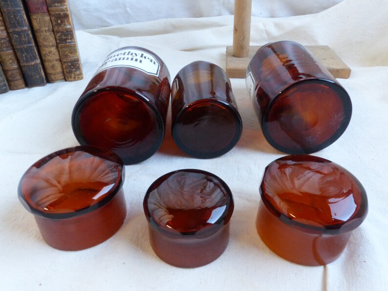 Set of 3 Antique Amber Glass Pharmacy Bottle Collection. | Etsy
