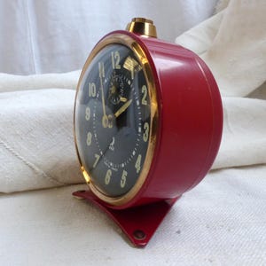 French Vintage Round Red Mechanical Alarm Clock. Fire Engine Red Alarm ...