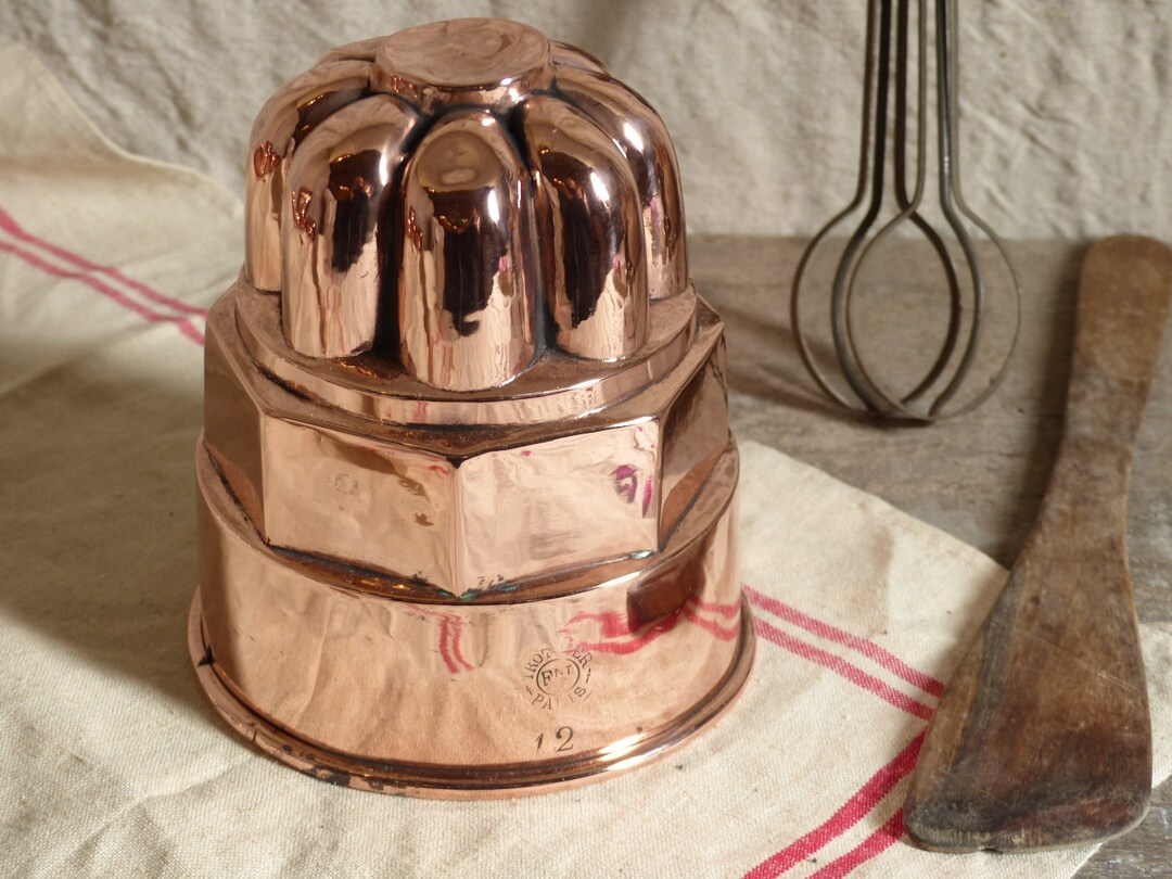 Antique French Small Copper Cake Mold. Brioche Mold. Copper Bundt Pan ...