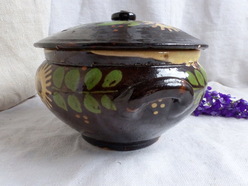 French Vintage Pottery Dutch Oven. Alsace Glazed Dutch Oven. French ...