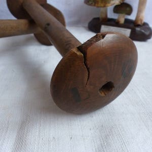 Set of 3 Antique French Giant Wooden Machine Bobbins. Dome End Antique ...