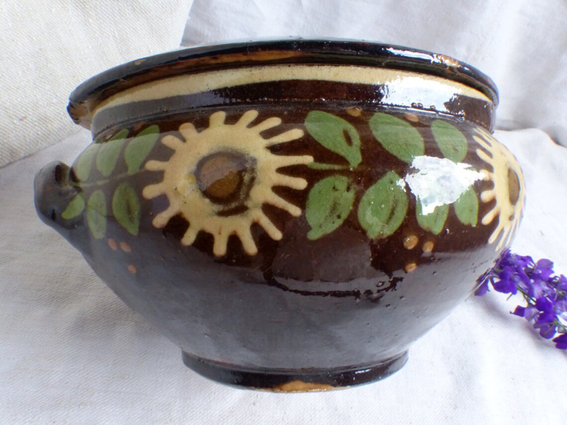 French Vintage Pottery Dutch Oven. Alsace Glazed Dutch Oven. | Etsy