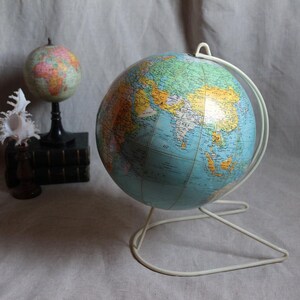 French Vintage 1950s-60s World Atlas Globe. Cardboard World Map. World ...