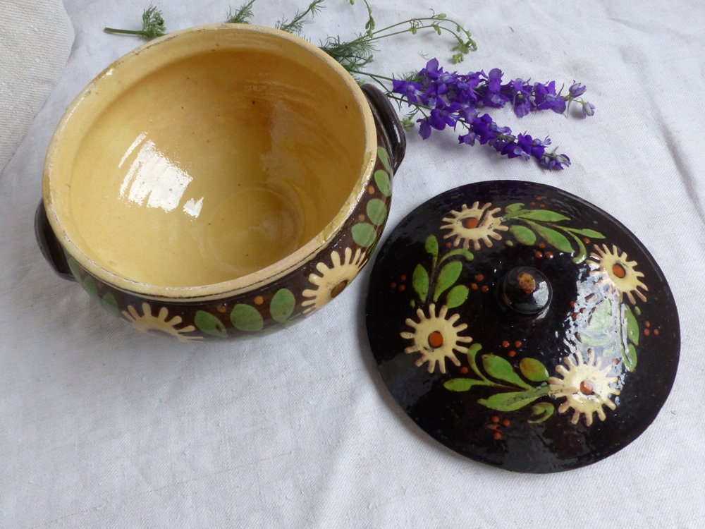 French Vintage Pottery Dutch Oven. Alsace Glazed Dutch Oven. French ...