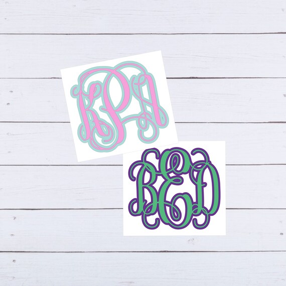 Double layer monogram Monogram decal Car decal Laptop | Etsy