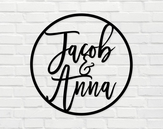 Custom Circle Name Sign Wedding Backdrop Couples Sign Large Custom Name ...