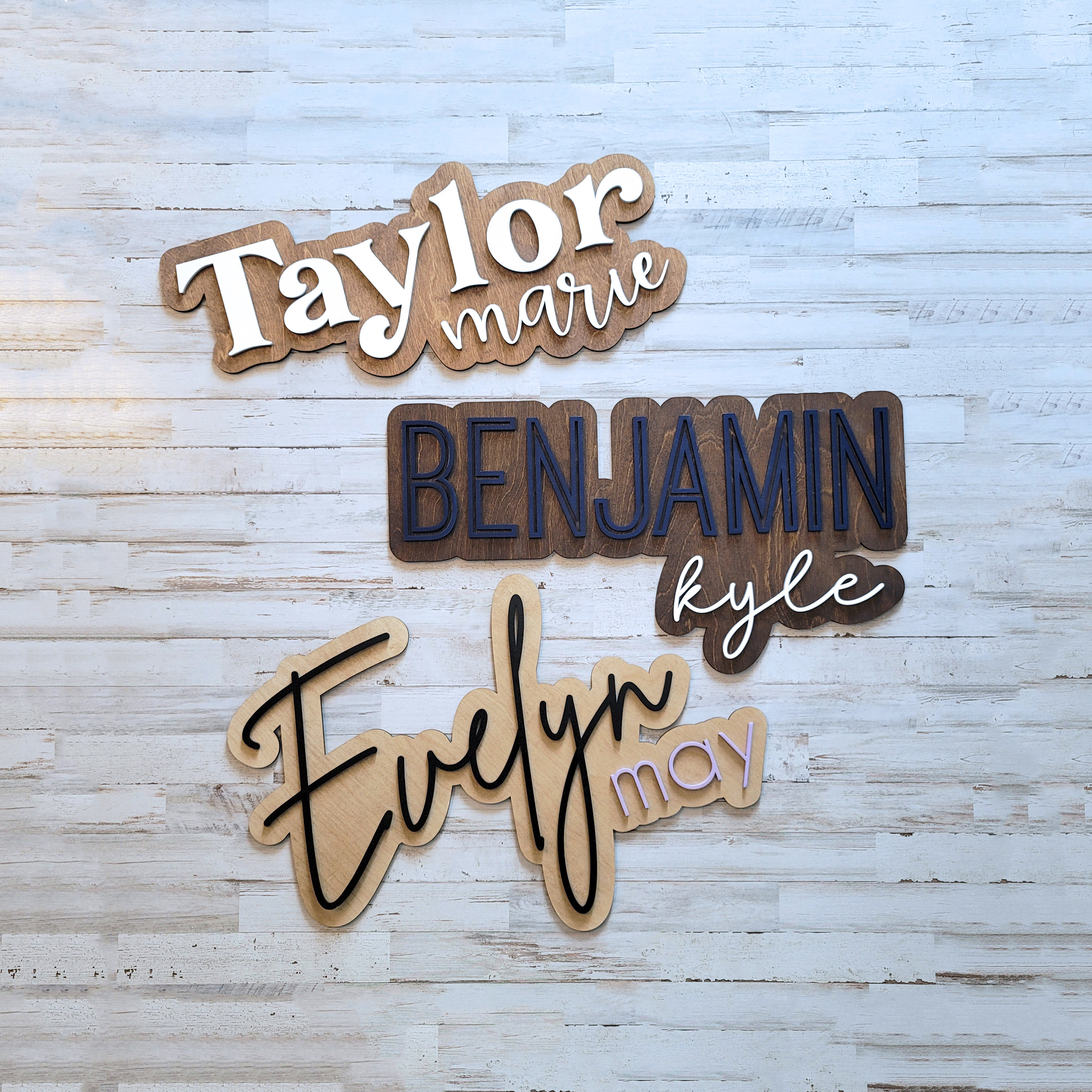 Large Wood Name Sign | Nursery Name Sign | Layered 3D Baby Name Sign ...
