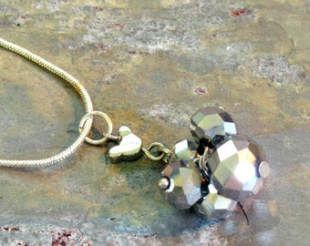 Hidden Mickey Necklace Silver Faceted Crystal Bead Cluster | Etsy