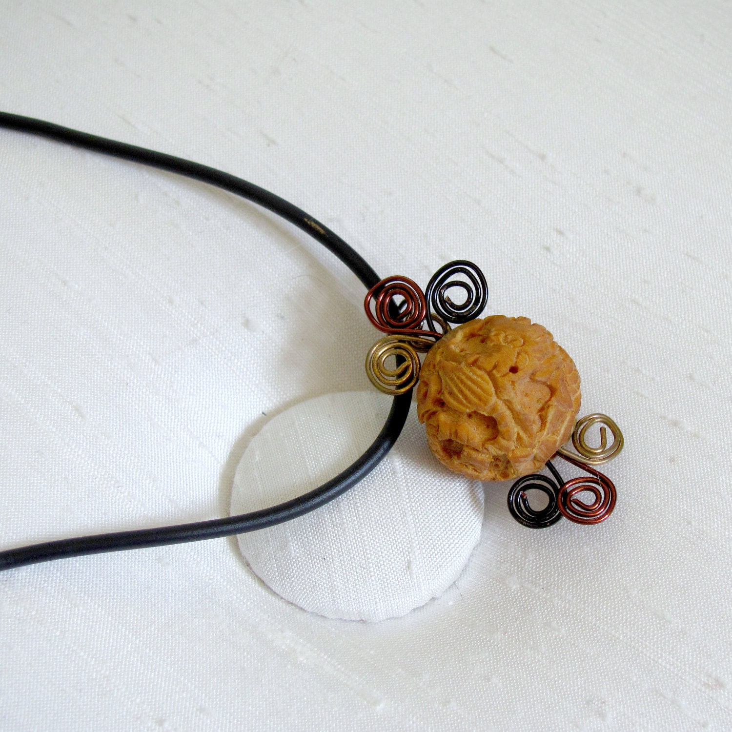 Rudraksha Seed Necklace ~ Wire Wrapped Rudraksha Bead Necklace ...