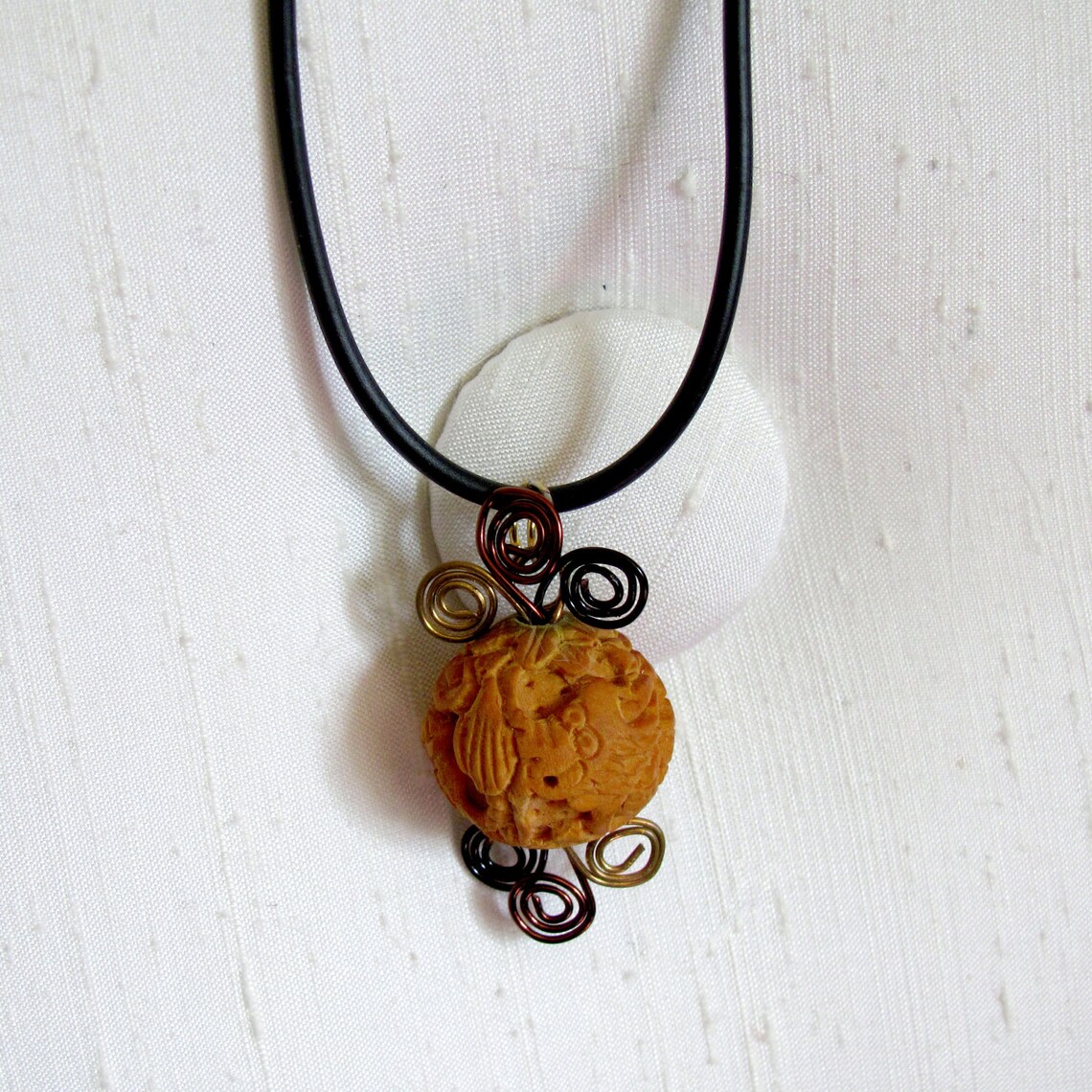 Rudraksha Seed Necklace Wire Wrapped Rudraksha Bead Necklace - Etsy