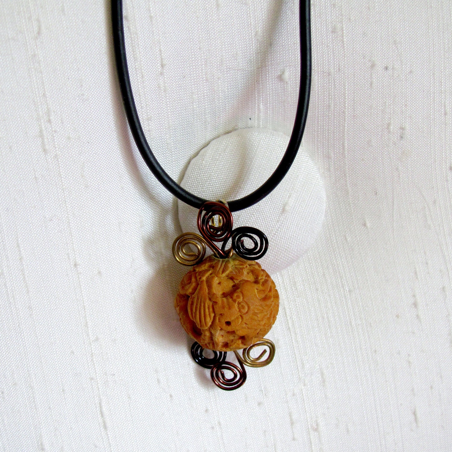 Rudraksha Seed Necklace ~ Wire Wrapped Rudraksha Bead Necklace ...