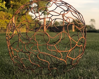 Handmade Metal Garden Lighting Sphere Sculpture Verdigris & Gold Sphere ...