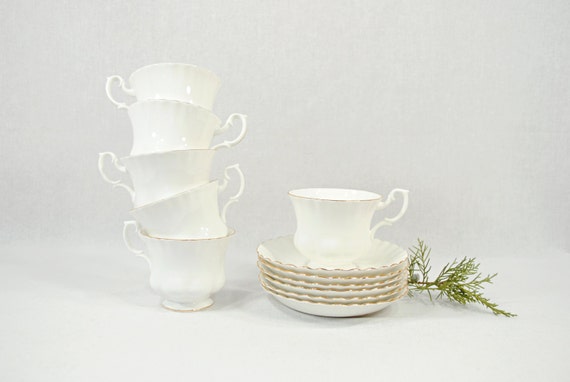 English Bone China Tea Set White Gold Rims England Made - Etsy