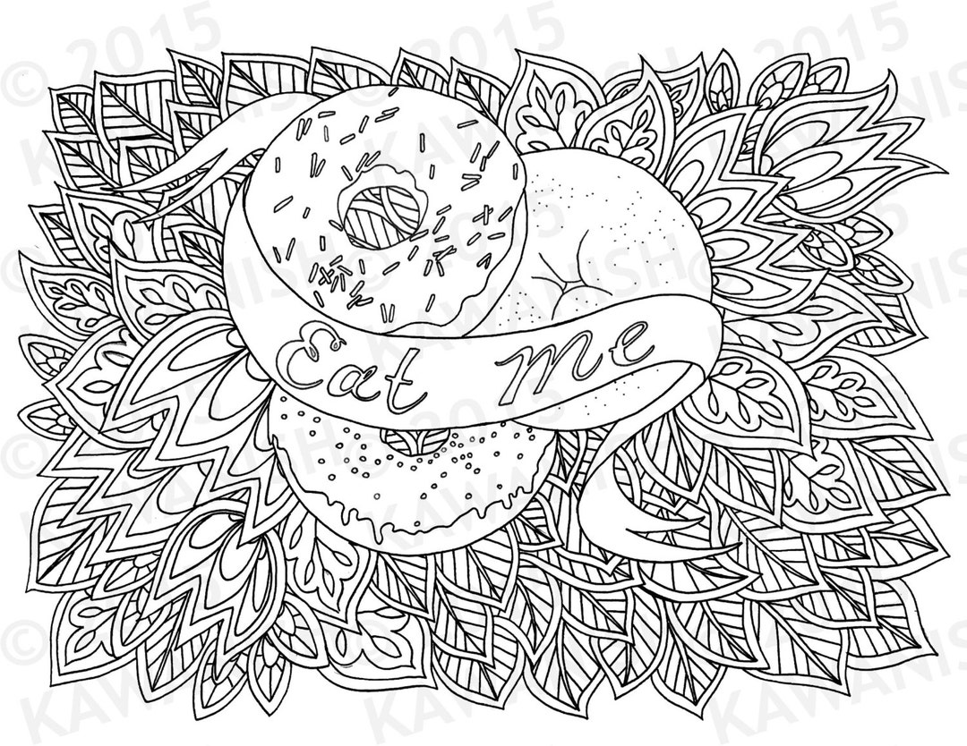 Eat Me Donuts Doughnuts Adult Coloring Page Gift Wall Art - Etsy