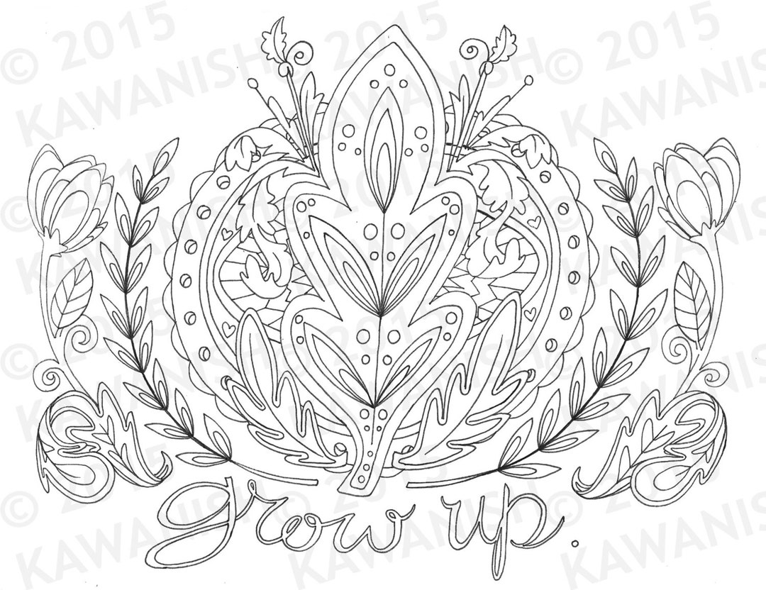 Grow up Coloring Page Gift Wall Art Line Drawing Humor Funny - Etsy