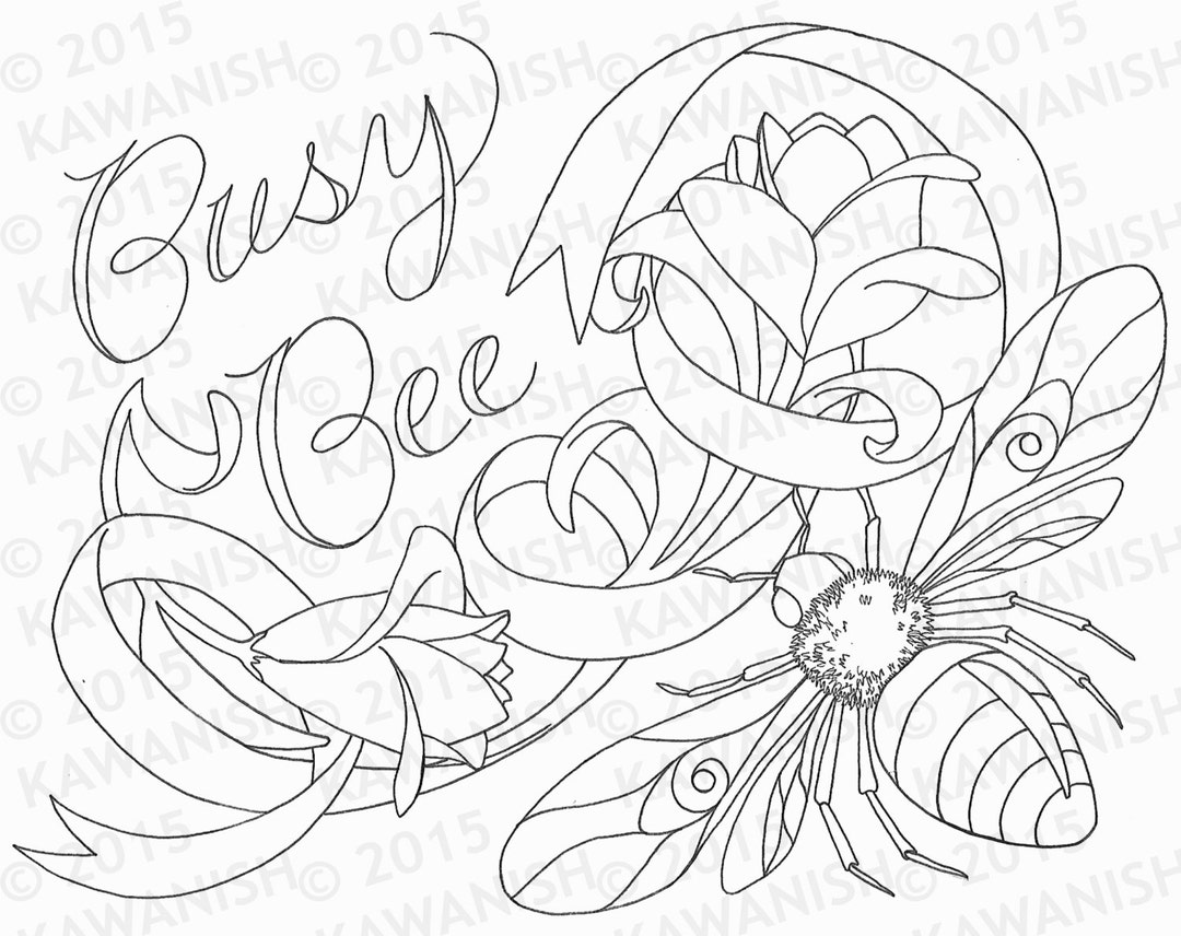 Busy Bee Adult Coloring Page Gift Wall Art Funny Humor - Etsy