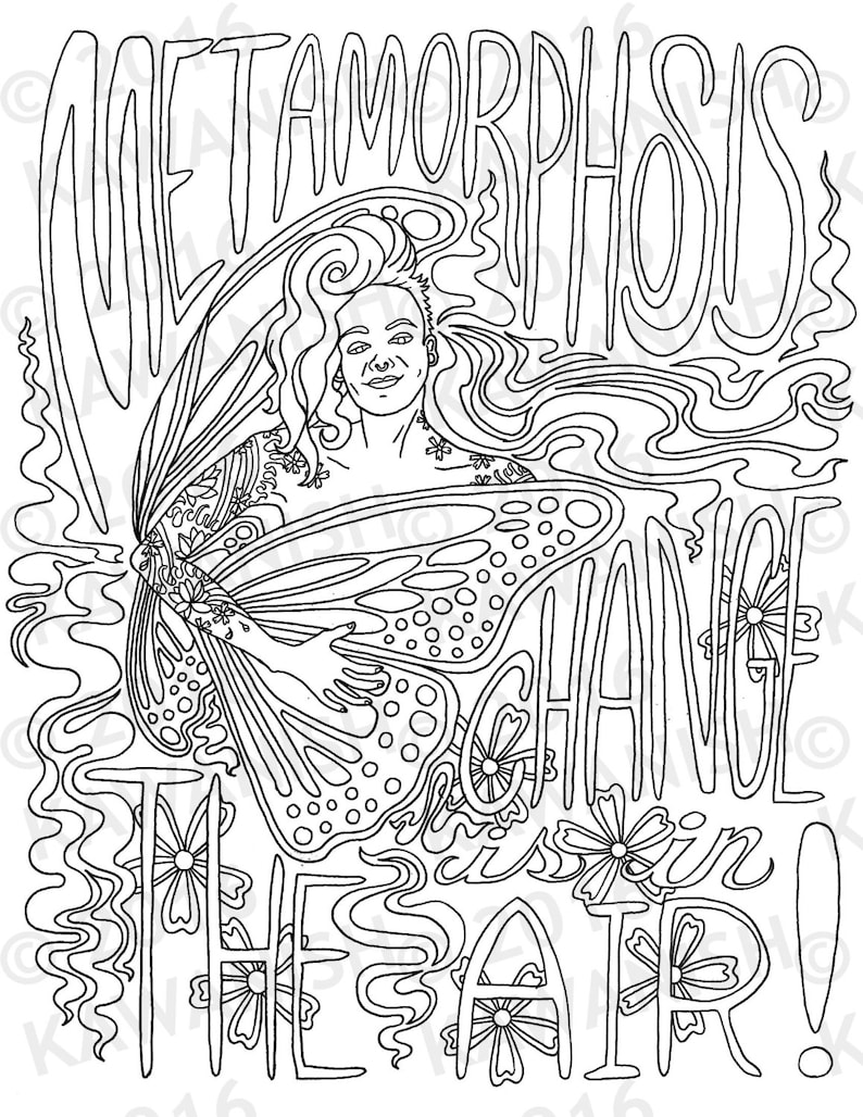 Metamorphosis Change is in the Air Adult Coloring Page Wall Art Gift - Etsy