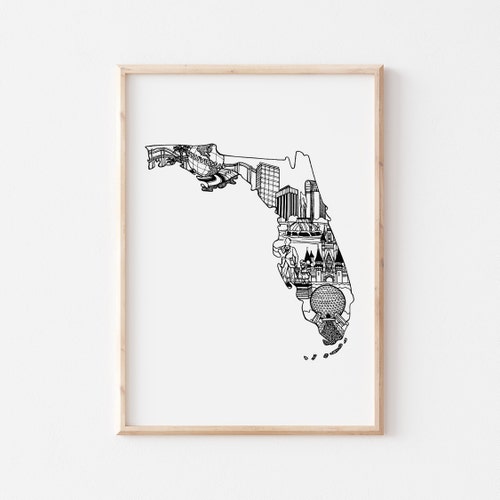 Printable Florida State Art Print 8x10 Digital Wall Art Gift | Etsy