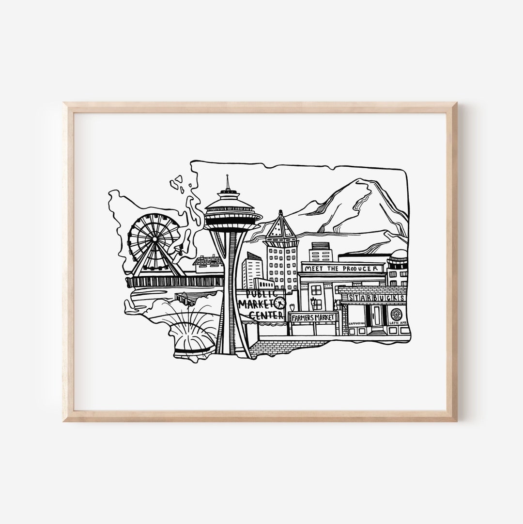 Seattle Art, Seattle Print, Seattle Art Print, Seattle Wall Art ...