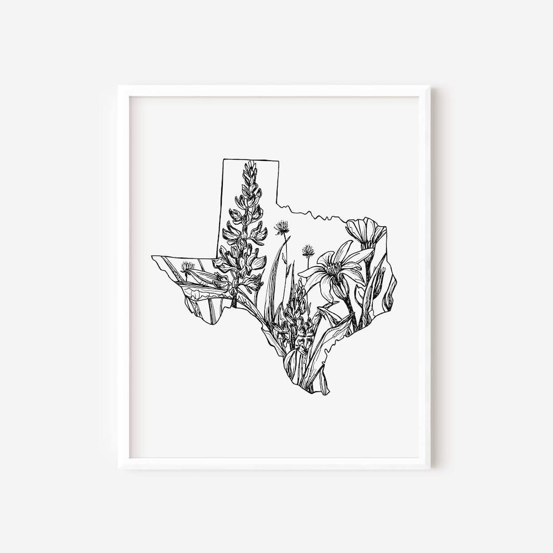 Texas Floral Art Print (digital Download) - Etsy