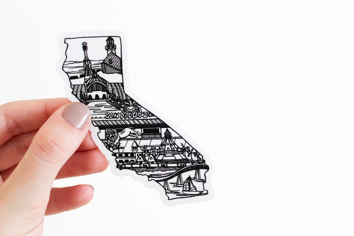 San Diego Sticker California Sticker State Sticker - Etsy