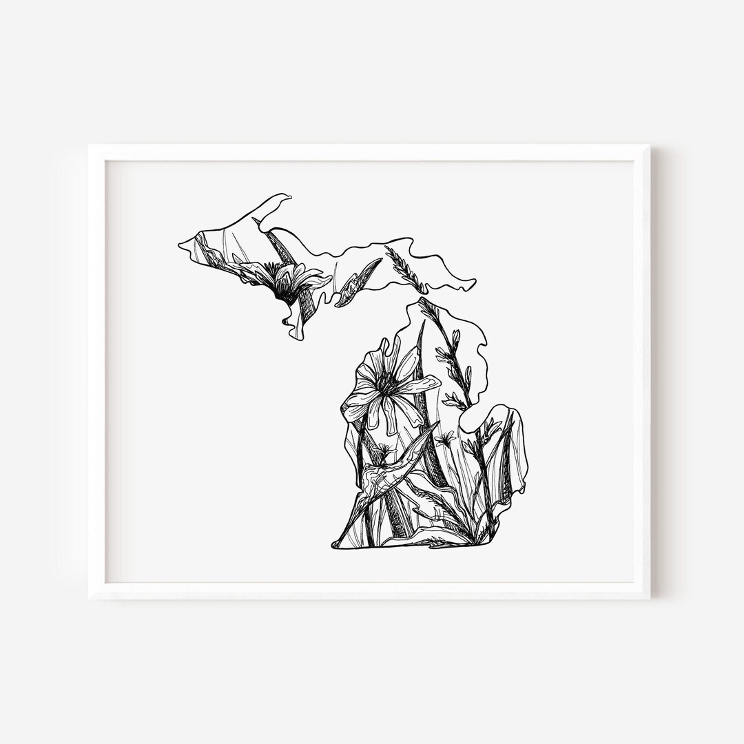 Michigan Floral Art Print (digital Download) - Etsy