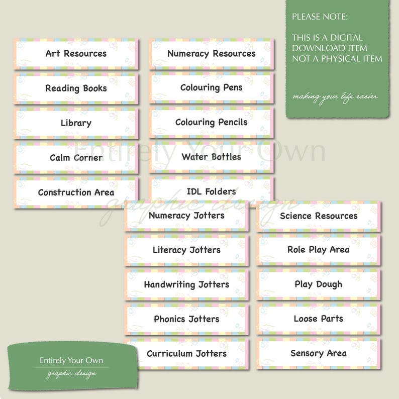 Classroom Tray & Area Labels - Teacher Resource - Etsy