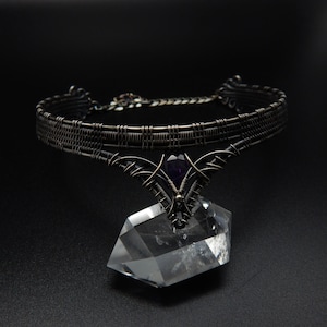 Amethyst Choker Wire Wrapped Choker Sterling Silver Necklace Crystal ...