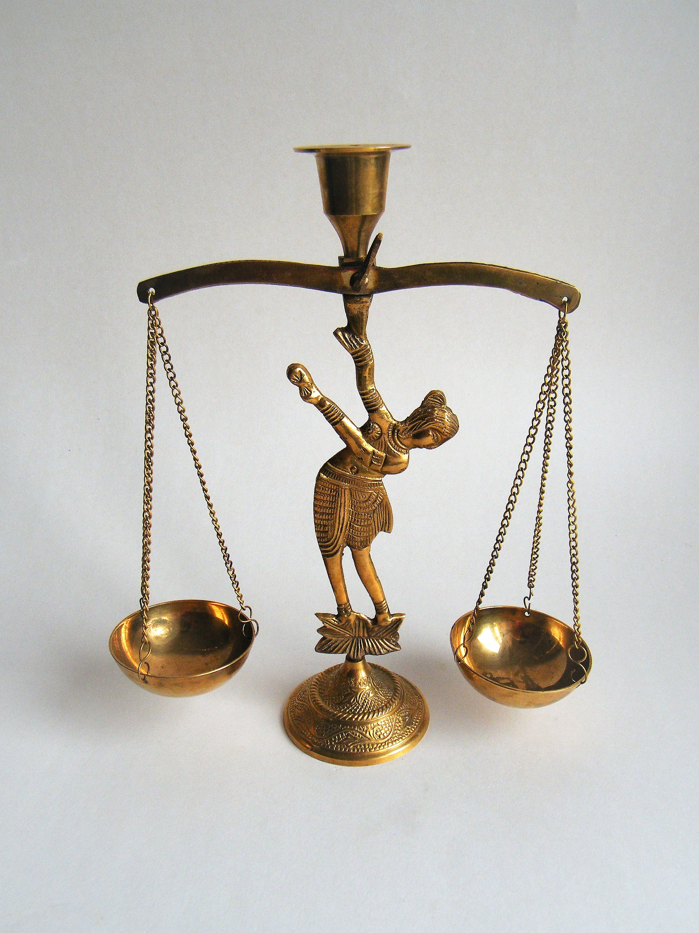 Vintage, Brass Candle Holder With Balance, Scale From India, Candle ...