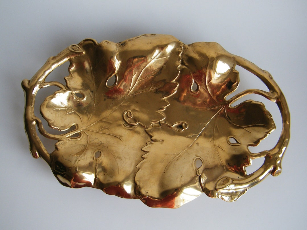 Antique Brass Tray, Ivy Leaves Tray, Home Decor, Large Tray, Fruit ...