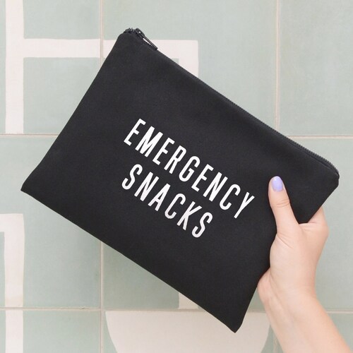 Emergency Snacks Canvas Pouch Slogan Canvas Bag Zipped - Etsy