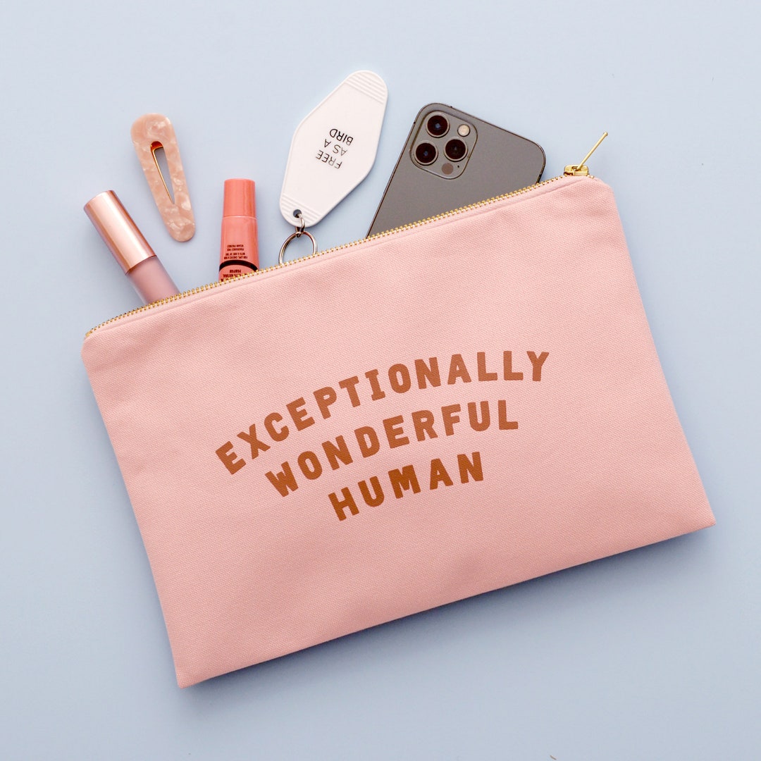Exceptionally Wonderful Human Pouch - Pink Pouch - Canvas Makeup Bag ...