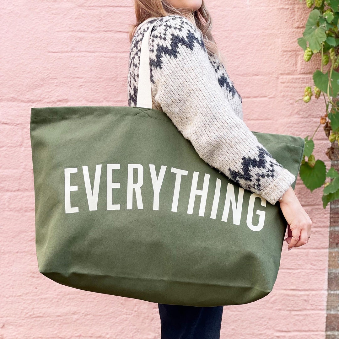 Extra Large Olive Green Canvas Tote Bag | Everything Really Big Bag ...