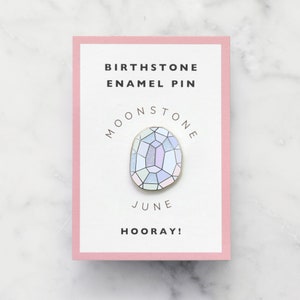 Moonstone Birthstone Pin - June Birthday - Gemstone Pin - Hard Enamel ...