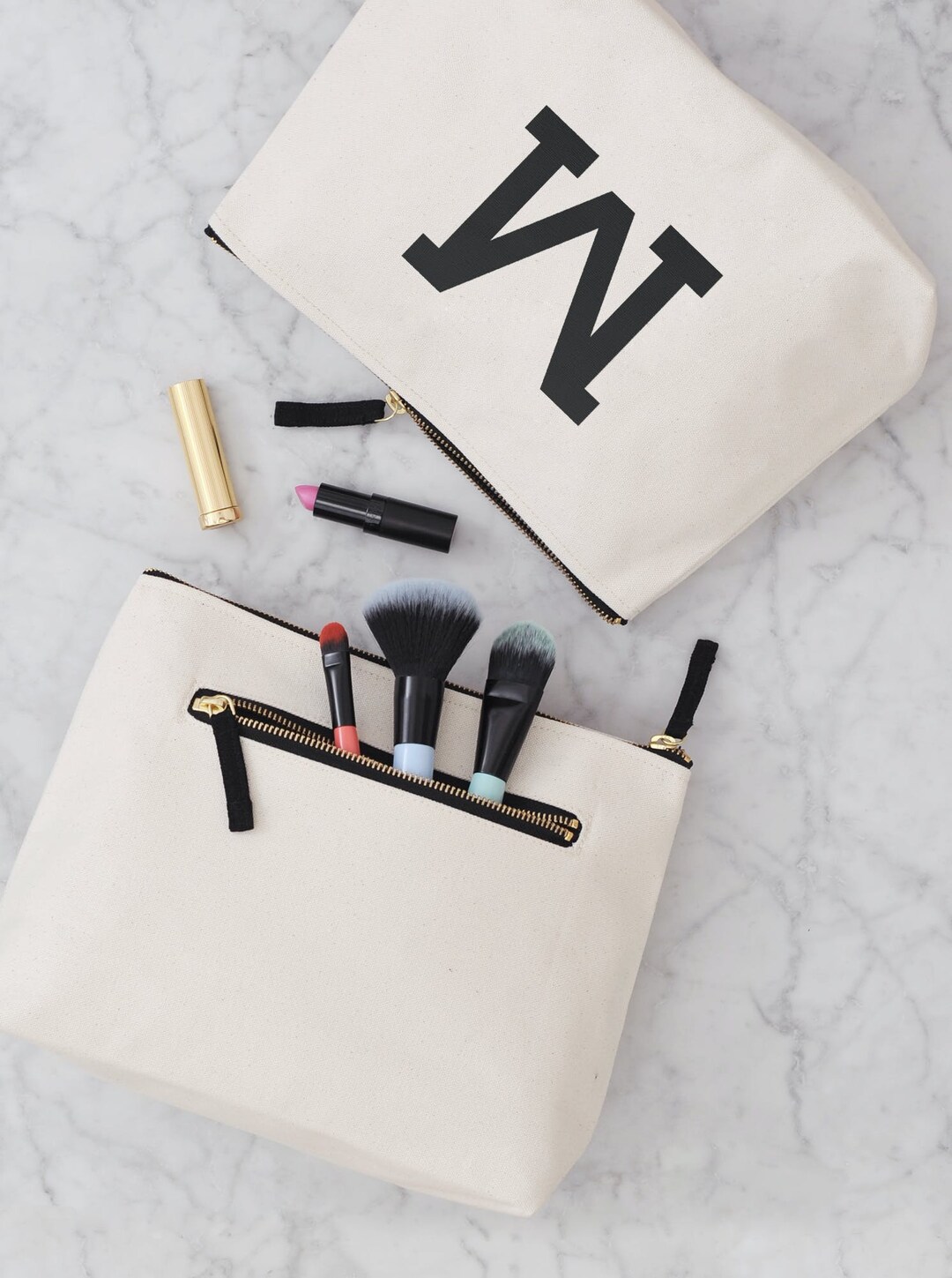 Letter M Wash Bag Toiletry Bag M Initial Cosmetics Bag Toiletry Bag M ...