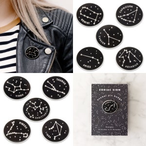 Zodiac Constellation Hard Enamel Pin | Celestial Star Sign Lapel Pin ...